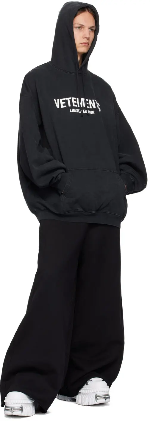 Buy Vetements Black 'limited Edition' Logo Hoodie - Washed